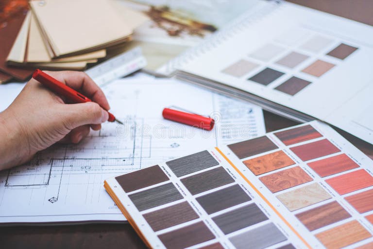 The Architect is Planning the Design. Architectural Work with Color ...