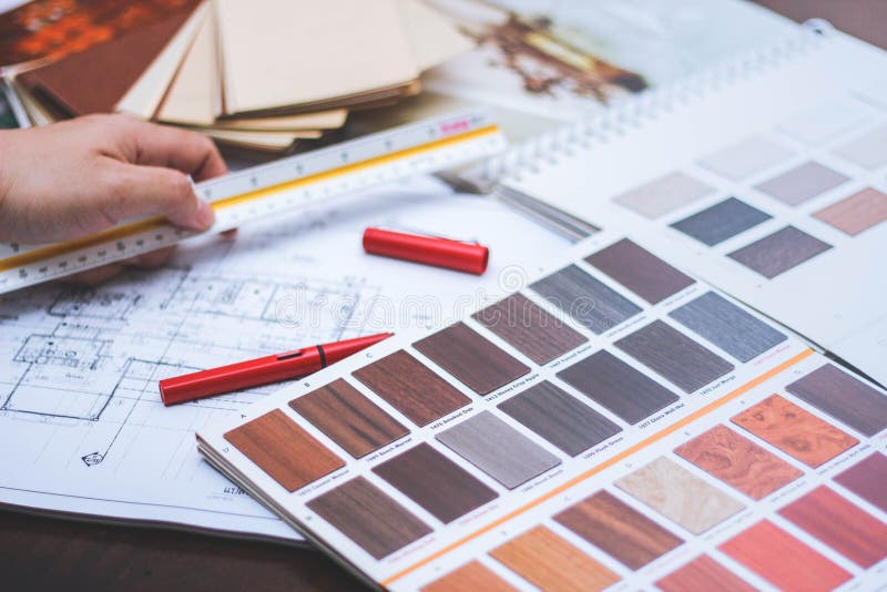The Architect is Planning the Design. Architectural Work with Color ...