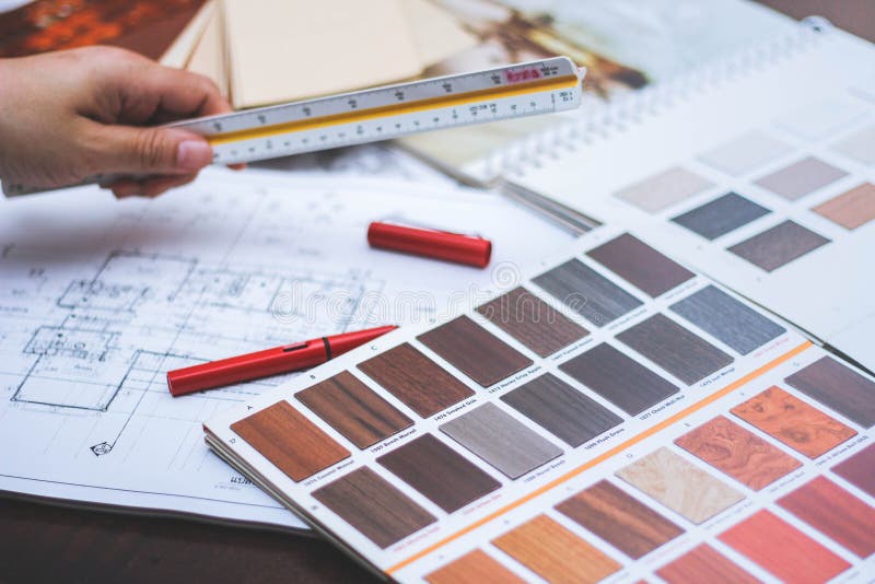 The Architect is Planning the Design. Architectural Work with Color ...