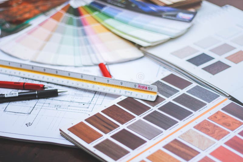 The Architect is Planning the Design. Architectural Work with Color ...