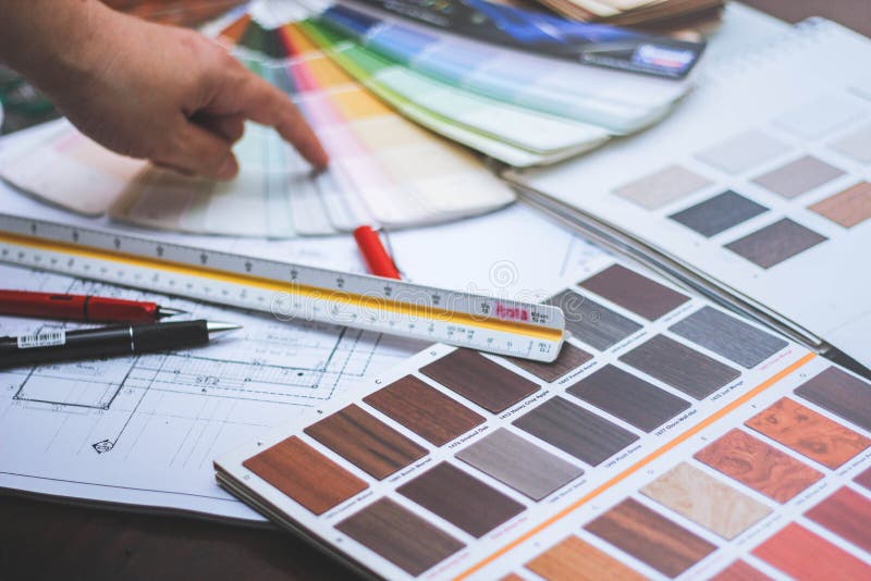 The Architect is Planning the Design. Architectural Work with Color ...