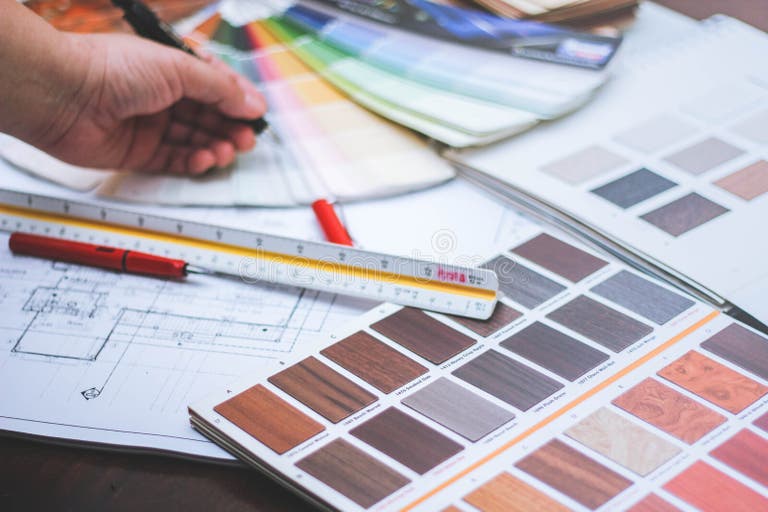 The Architect is Planning the Design. Architectural Work with Color ...