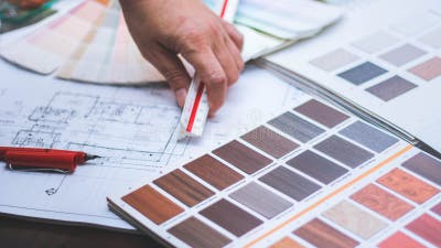 The Architect is Planning the Design. Architectural Work with Color ...