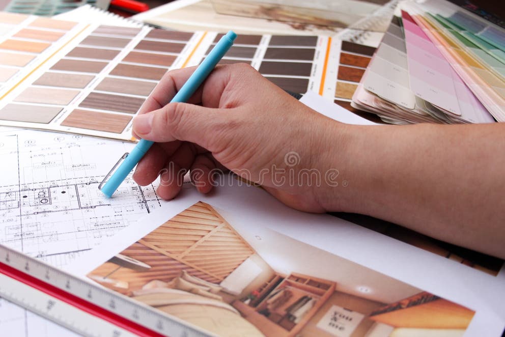 The Architect is Planning the Design. Architectural Work with Color ...