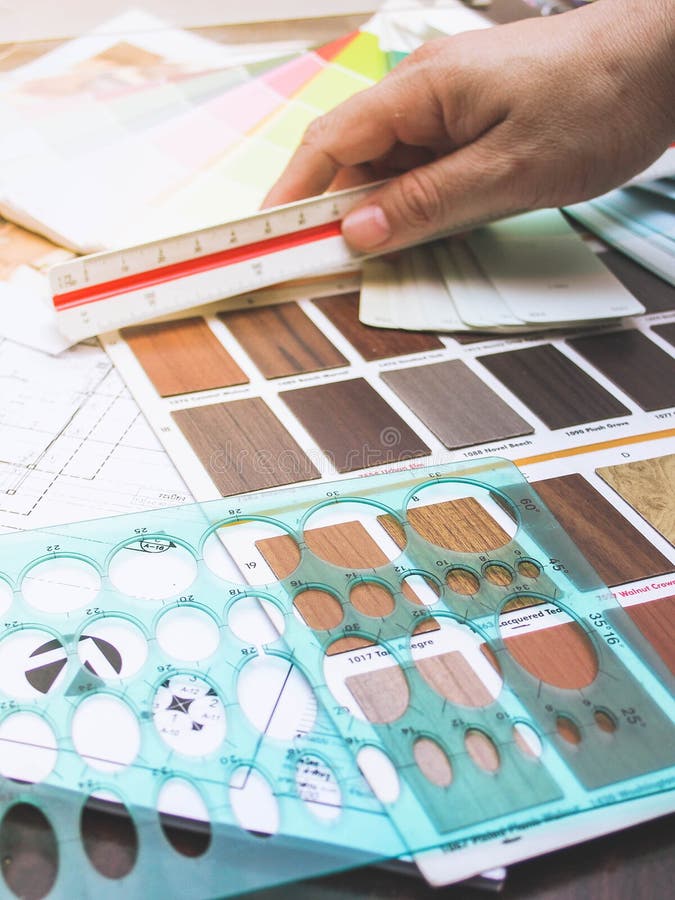 The Architect is Planning the Design. Architectural Work with Color ...