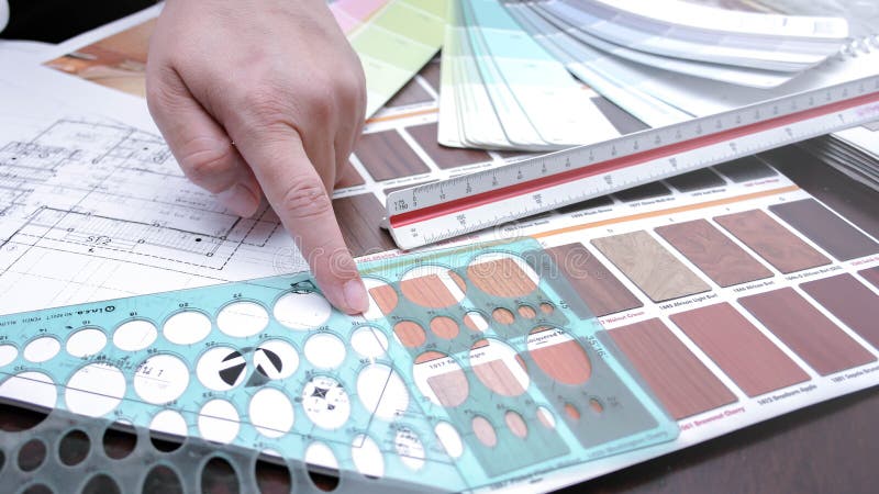 The Architect is Planning the Design. Architectural Work with Color ...