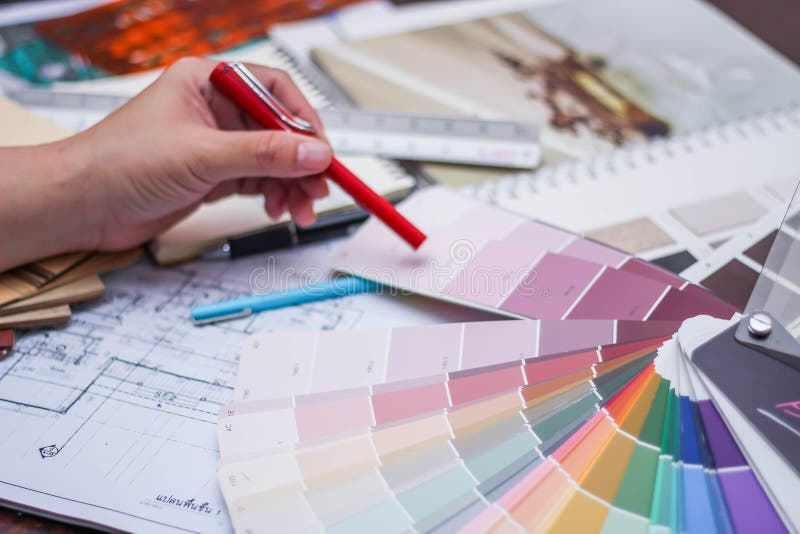 The Architect is Planning the Design. Architectural Work with Color ...