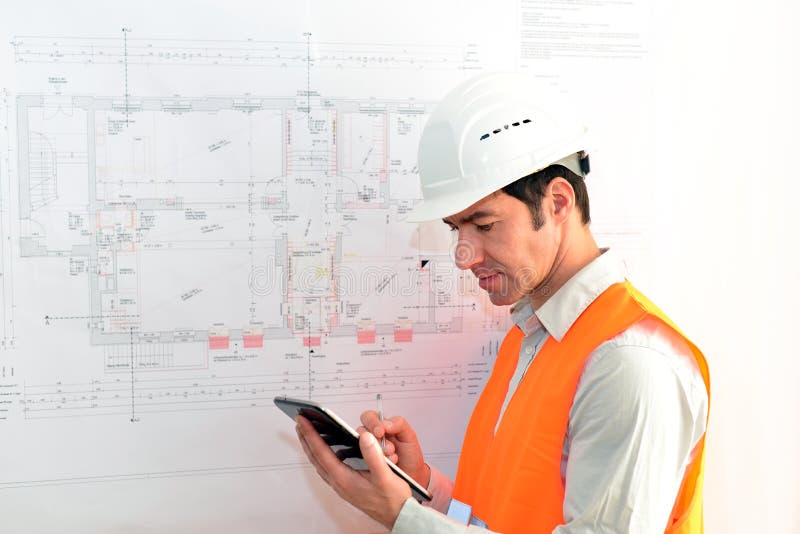 Architect Planning a House on the Ground Plan Stock Image - Image of ...