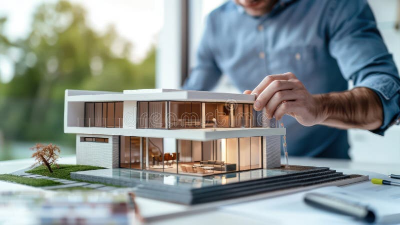 Architect Presenting a Modern Residential Stock Illustration ...