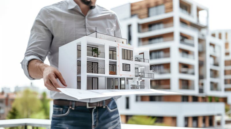 Architect Presenting a Modern Residential Building Stock Illustration ...