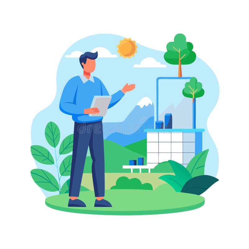 Architect Presenting Sustainable Building Design with Nature ...