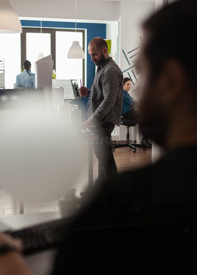 Architect Profession Man Looking at Layout Construction Stock Photo ...