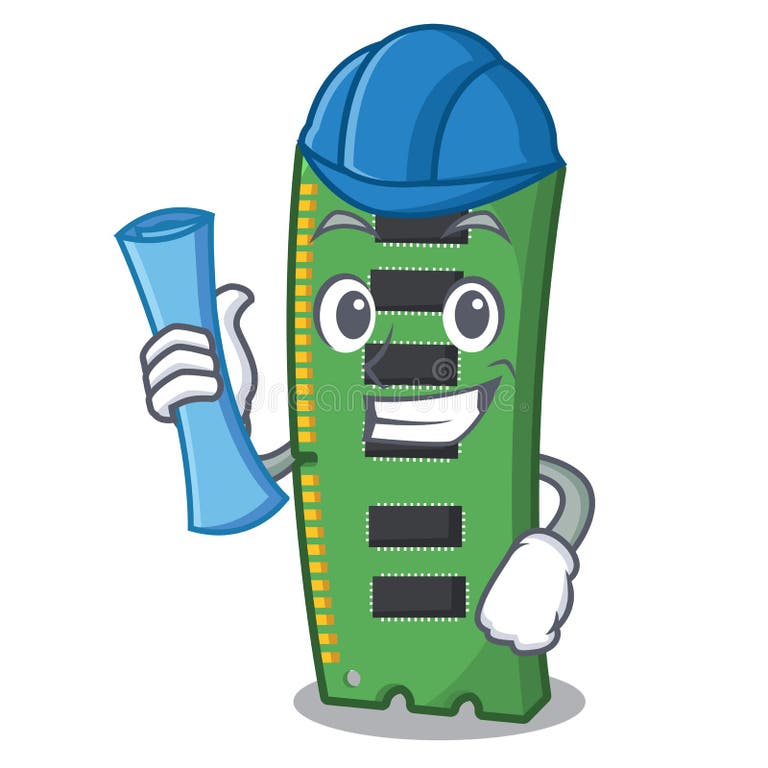 Architect RAM Memory Card the Mascot Shape Stock Vector - Illustration ...