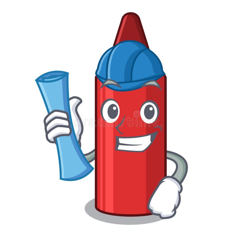 Architect Red Crayon in the Character Shape Stock Vector - Illustration ...