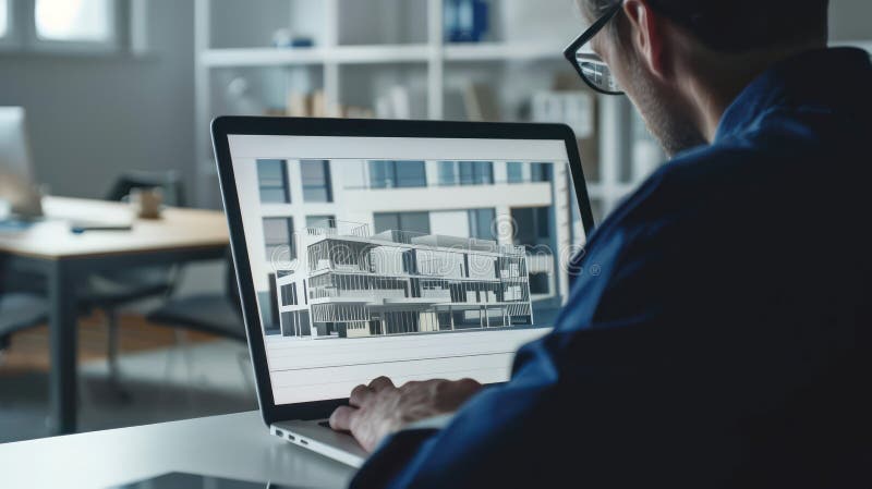 Architect Reviewing a Digital Model Stock Illustration - Illustration ...
