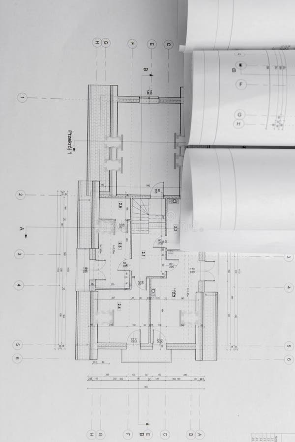Architect Rolls and Architectural Plan,technical Project Drawing Stock ...