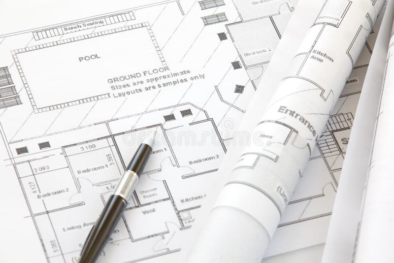 Roll of drawing plans stock photo. Image of building, renovation - 704870