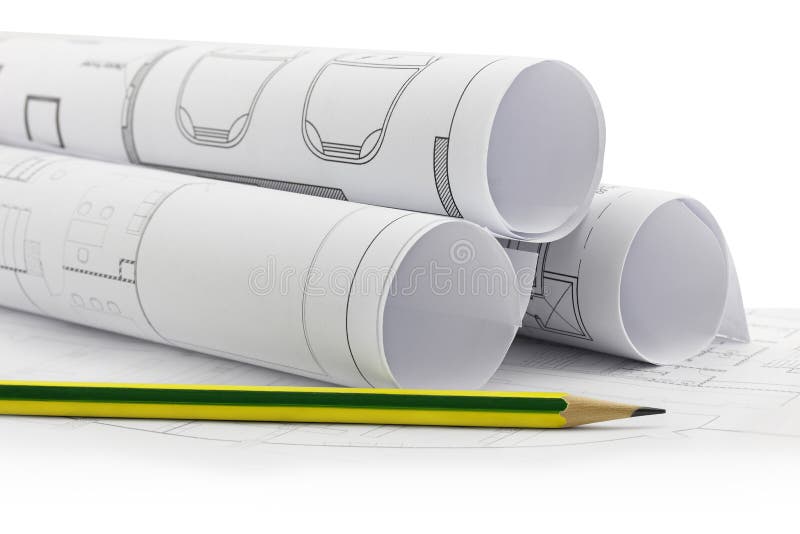 Architect rolls and plans stock image. Image of draft - 49338717