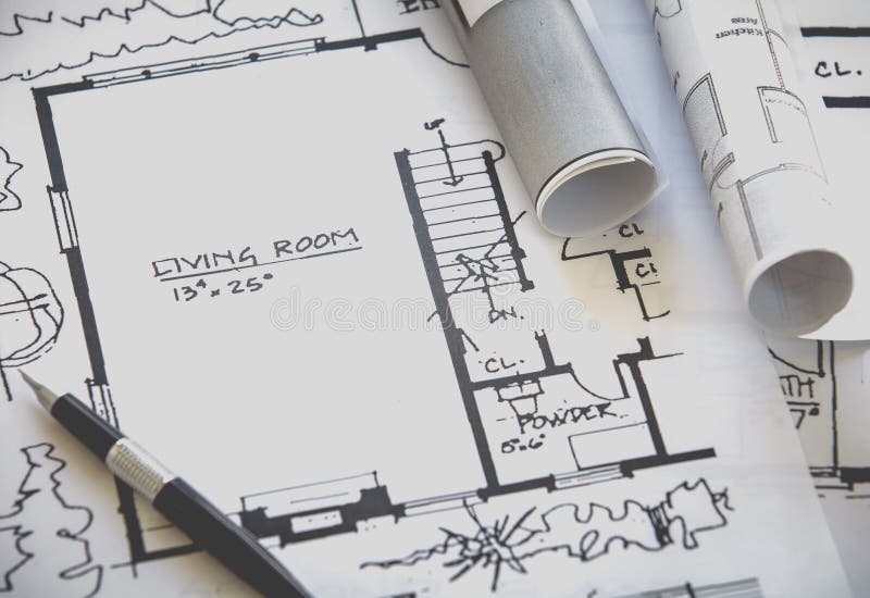 Architect rolls and plans stock image. Image of blueprint - 36650783