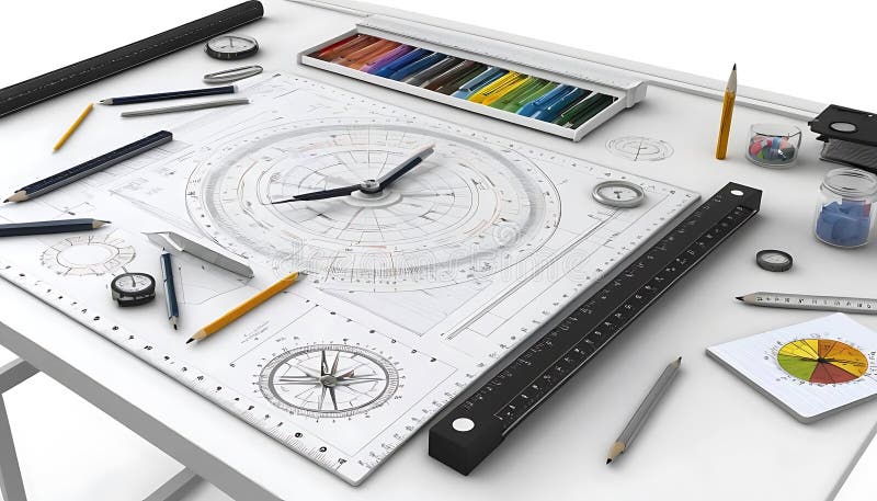 Detailed Architect S Drafting Table Setup: Precision Instruments and ...