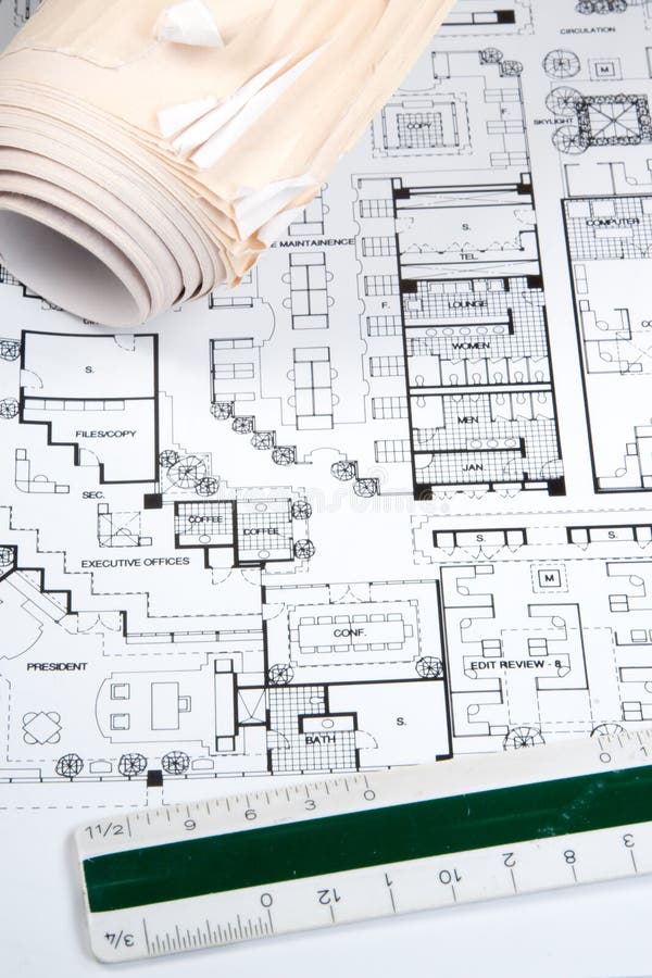 Architect S Drawing and Plans Stock Image - Image of blueprint ...
