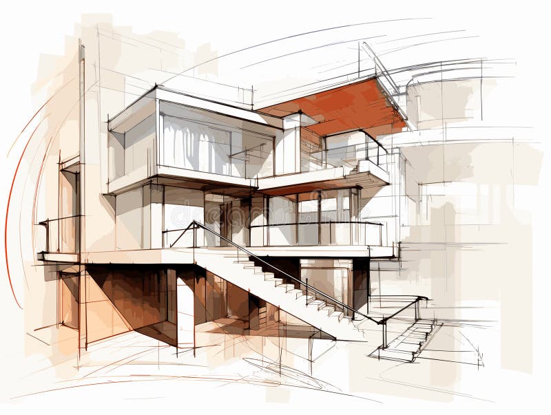 Architect S Drawing and Plans in Hand-drawn Style Stock Vector ...