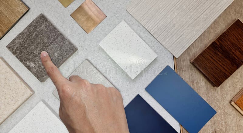 Architect S Hand Choosing Samples of Interior Material Contains Blue ...