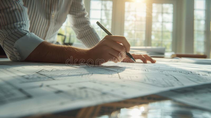 The Architect Drawing Plans.AI Generated Image Stock Illustration ...