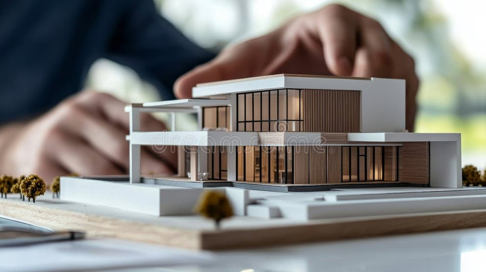 Architect S Hands Assembling a Small-Scale House Model in Modern Style ...