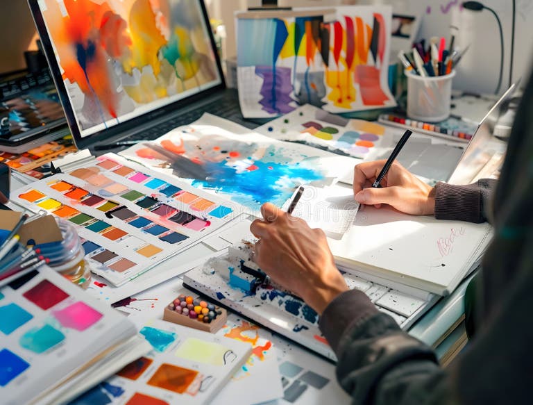 Architect S Hands Taking Notes on Blueprints in Bright Office Stock ...