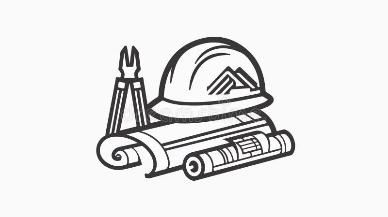 Architect S Hat and Blueprint Icon for Construction Projects Stock ...