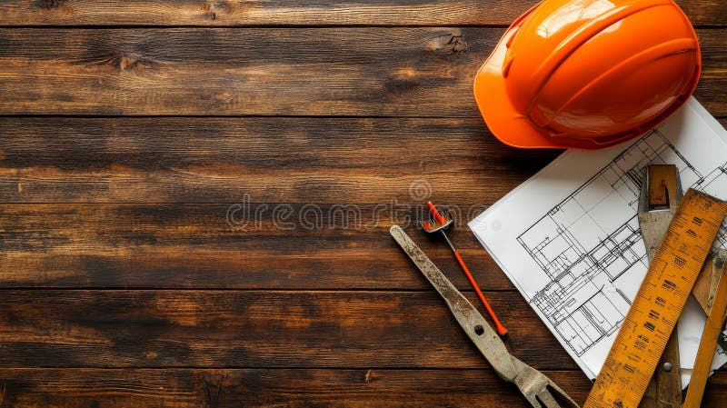Architect with a Building Plan and Yellow Hardhat. Construction Crane ...