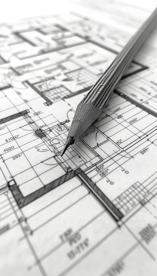 Architect S Rolled Blueprint and Detailed Technical Project Drawing for ...