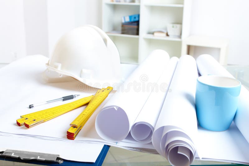 Architect s stuff stock photo. Image of horizontal, helmet - 18276396