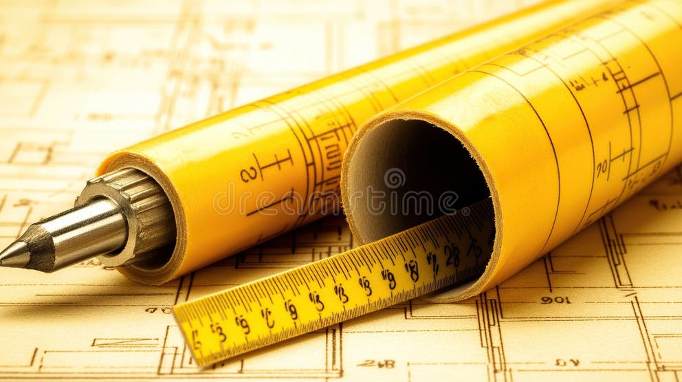 Architect S Tools on Blueprints, Measuring, Planning, Design Stock ...