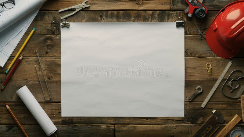 Architect S Workstation with Tools.AI Generated Image Stock Image ...