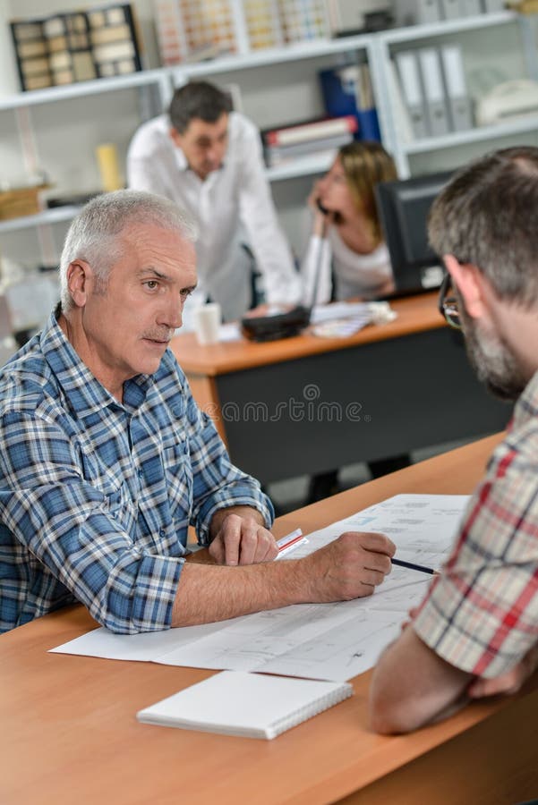 Architect Sat with Demanding Client Stock Image - Image of monitor ...