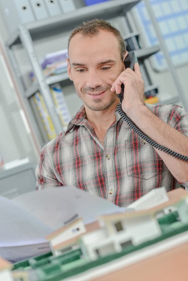 Architect Sat with Model House Stock Image - Image of estate, miniature ...
