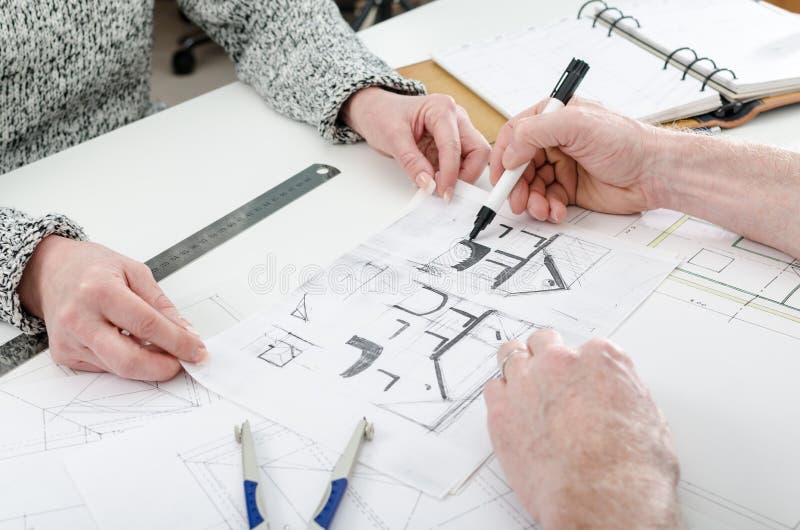 Architect Showing House Plans Stock Photo - Image of consulting ...