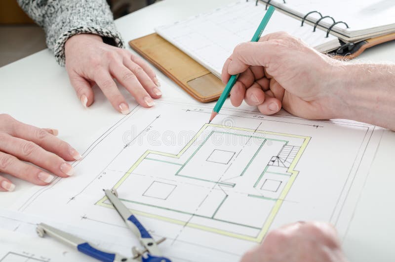 Architect Showing House Plans Stock Photo - Image of consulting ...