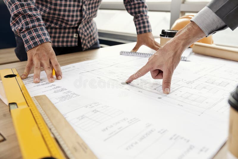 Architect Showing Mistake in Construction Plan Stock Photo - Image of ...