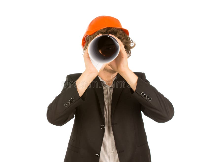 Architect Spying on the Camera Stock Photo - Image of funny, expertise ...