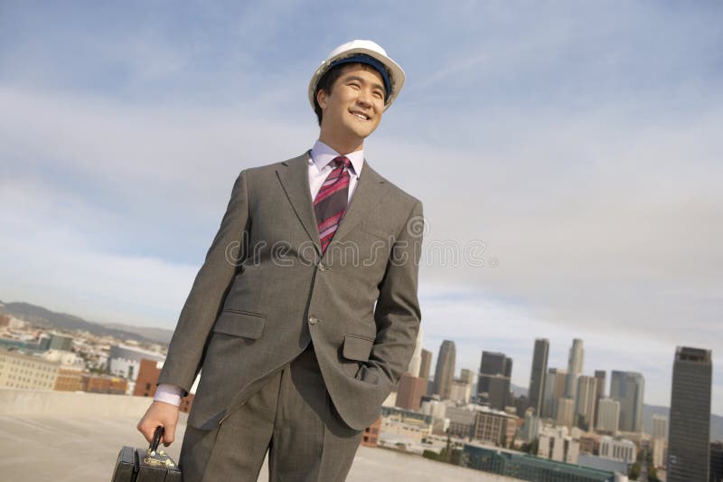 Architect Standing on Building Rooftop Stock Image - Image of employee ...