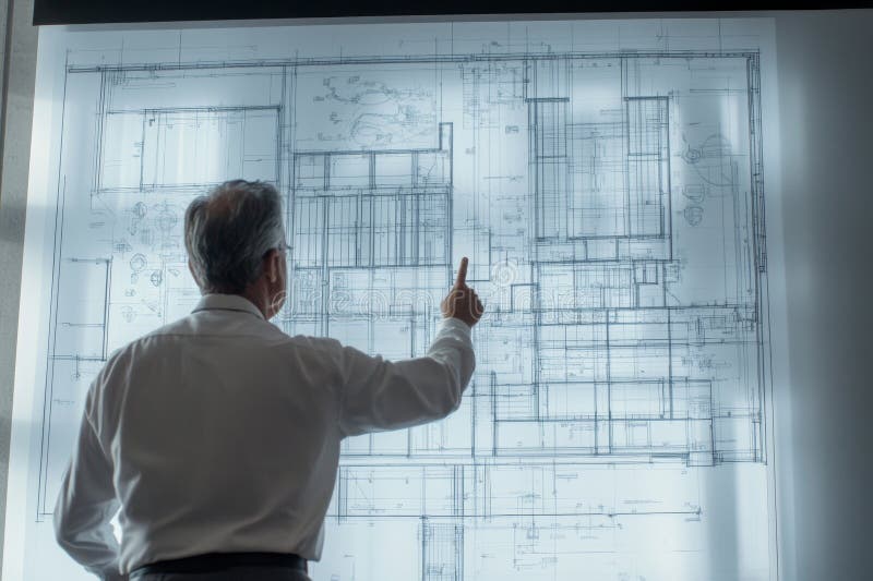 An Architect Stands Confidently in a Modern Workspace, Engagingly ...