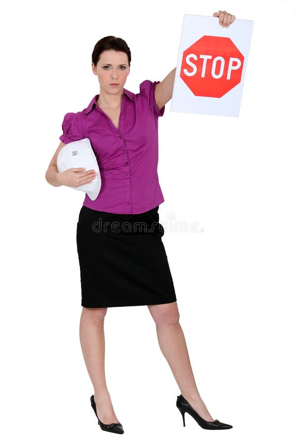 Architect with a stop sign stock image. Image of happy - 29298529