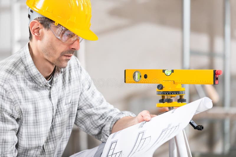 Architect Structural Engineer or Builder with Plan Stock Image - Image ...