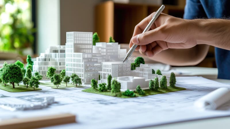 An Architect Studies a Blueprint while Planning a Building with VR ...