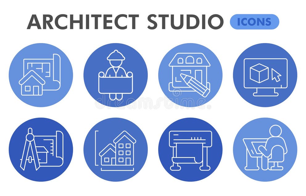 Architect Studio Symbols Collection or Sketches. Construction Theme ...