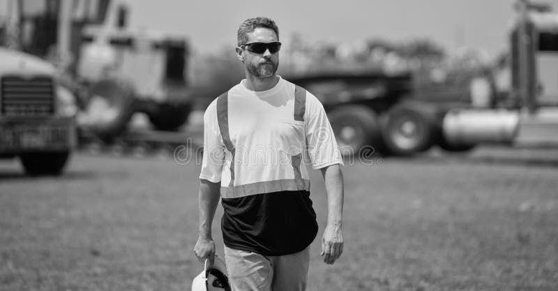 Architect Supervisor or Construction Engineer Man with Heavy Machine on ...