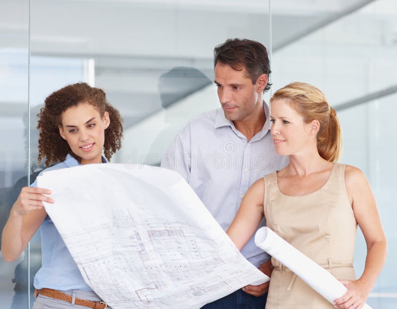 Architect Team, Blueprint and Planning in Construction, Meeting or ...